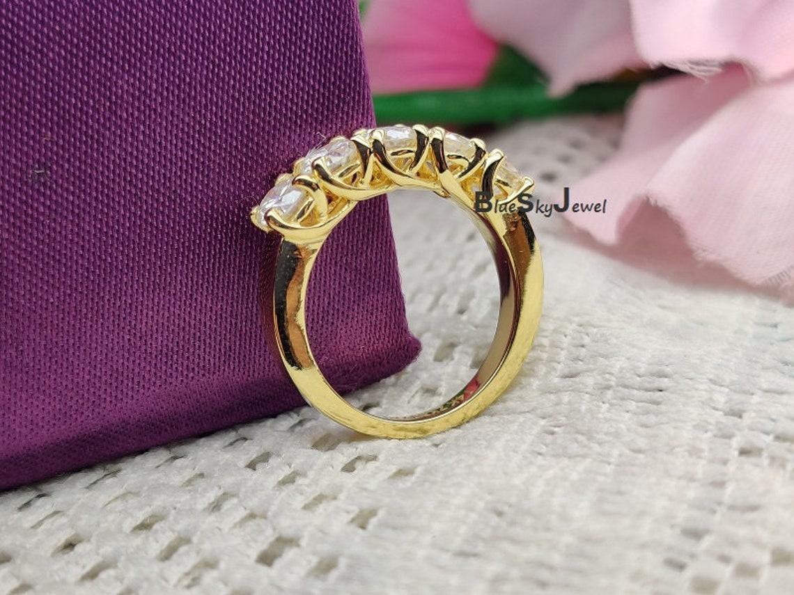 Simulated Diamond 5 Stone Ring Prong Setting Round 2ct - Etsy