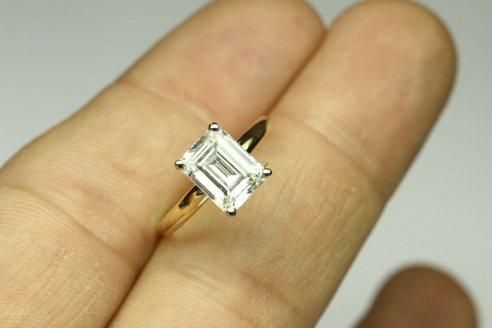 Solitaire Emerald Cut Ring Emerald Cut 10x7mm Lab Diamond | Etsy