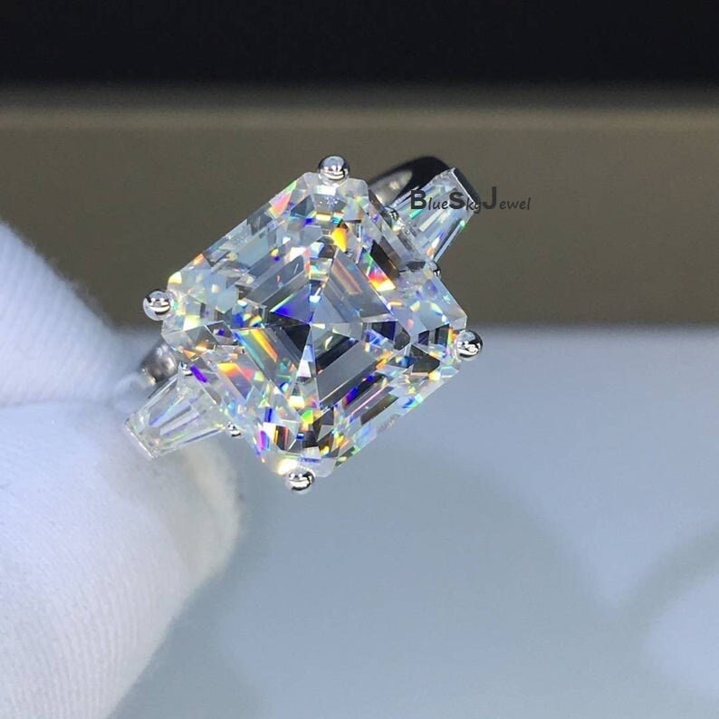 3.52ctw Asscher Cut Engagement Ring Asscher Solitaire Ring 3 - Etsy