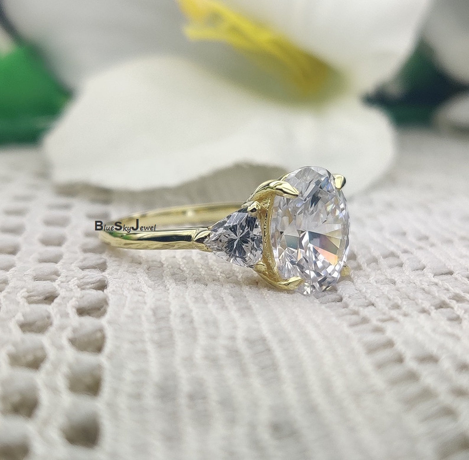 Yellow Gold Oval Cut Engagement Ring 11x9 Mm Oval Ring 2 Ctw - Etsy