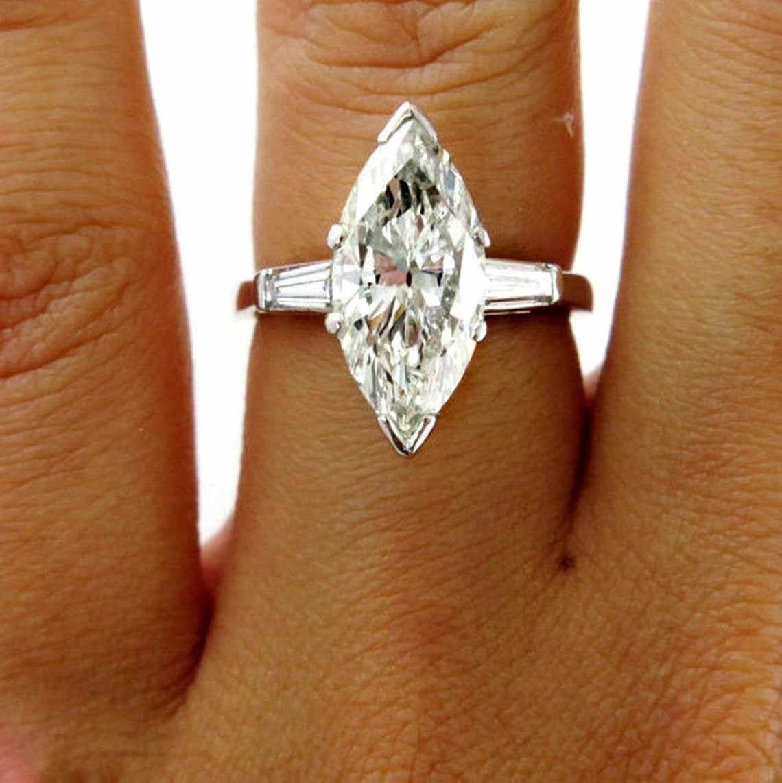 3.60ctw Marquise Cut Engagement Ring Marquise Three Stone - Etsy