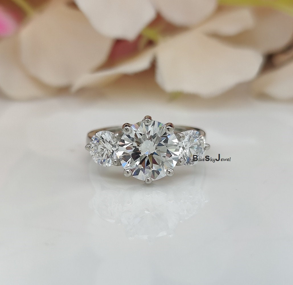 5ctw 3 Stone Engagement Ring Three Stone Diamond Stimulant - Etsy