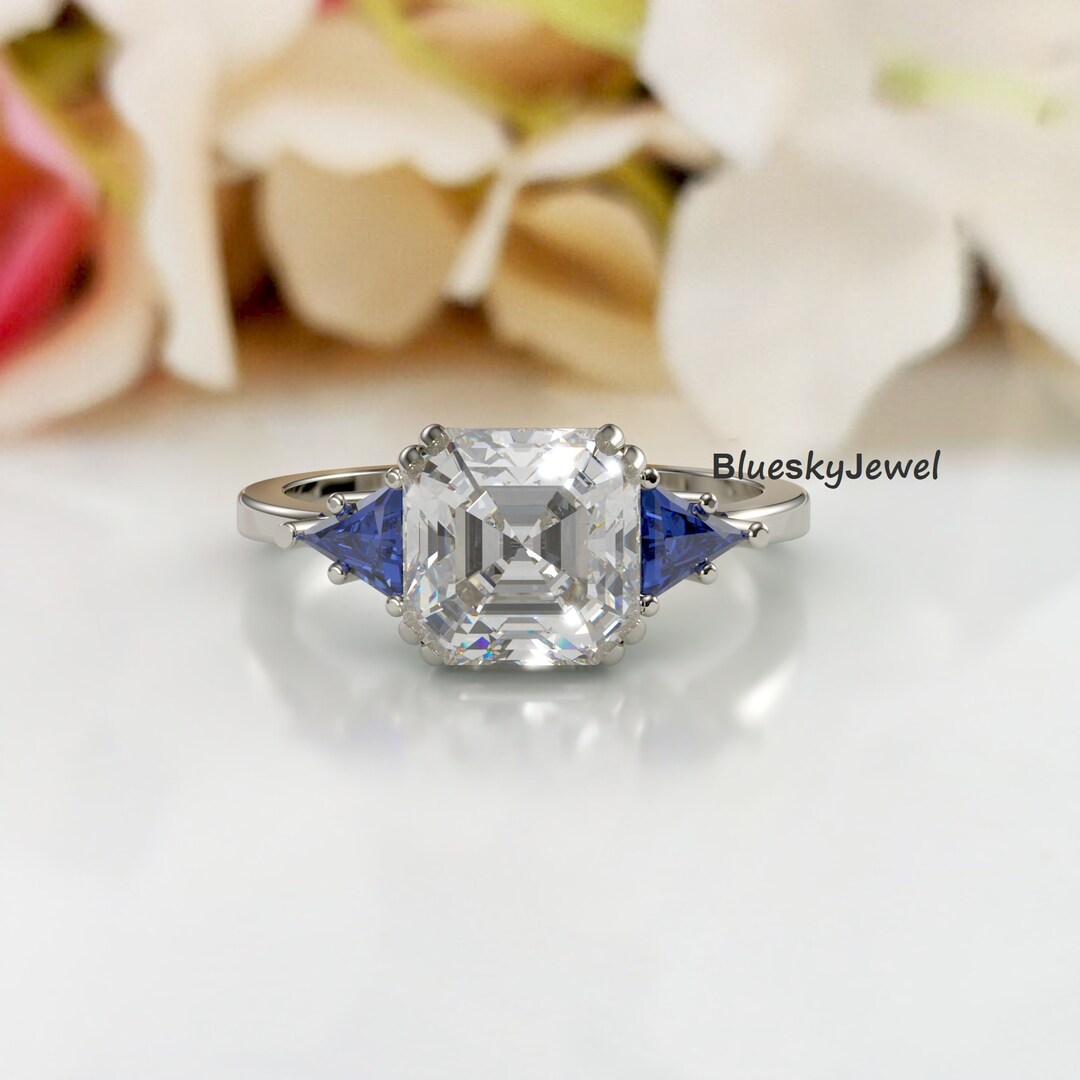 Three Stone Asscher Cut Diamond Ring - Asscher Cut Engagement Ring ...