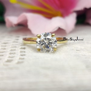 2ct Solitaire Engagement Ring Round Cut Man Made Diamond - Etsy