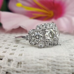 Antique Edwardian Style 2.80 Cts Round Cut Diamond Three Stone Vintage ...