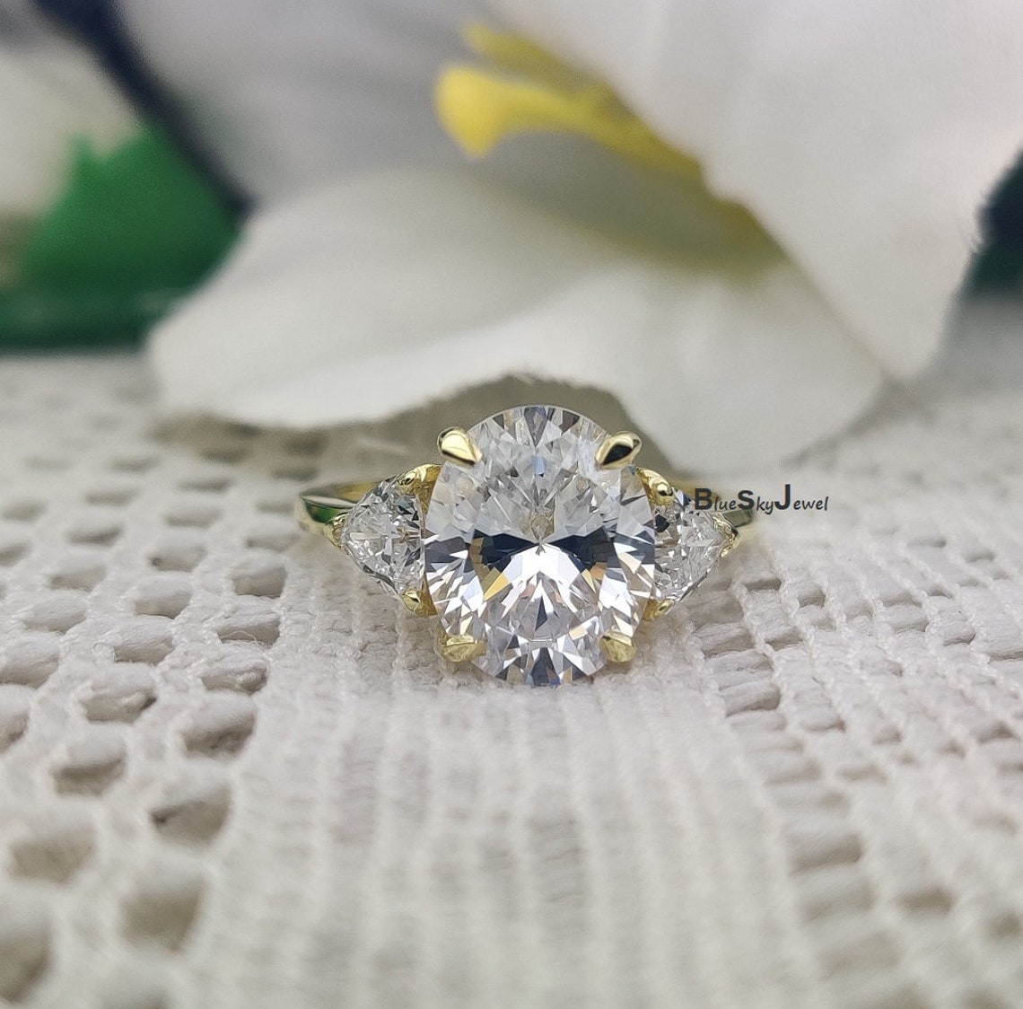 Yellow Gold Oval Cut Engagement Ring 11x9 Mm Oval Ring 2 Ctw - Etsy