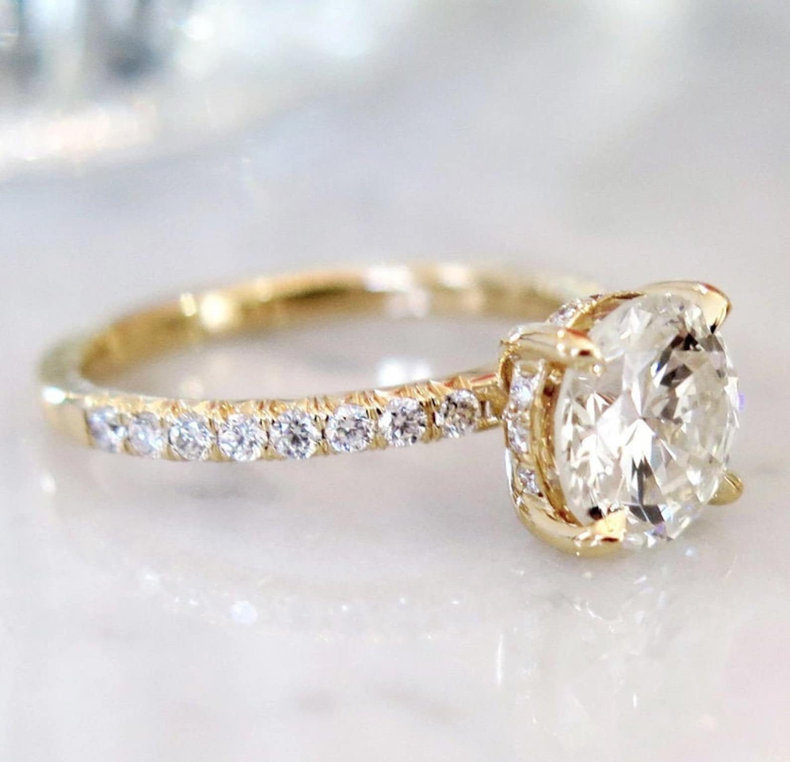 2Ct Round Solitaire Engagement ring Classic Round Cut 4 | Etsy