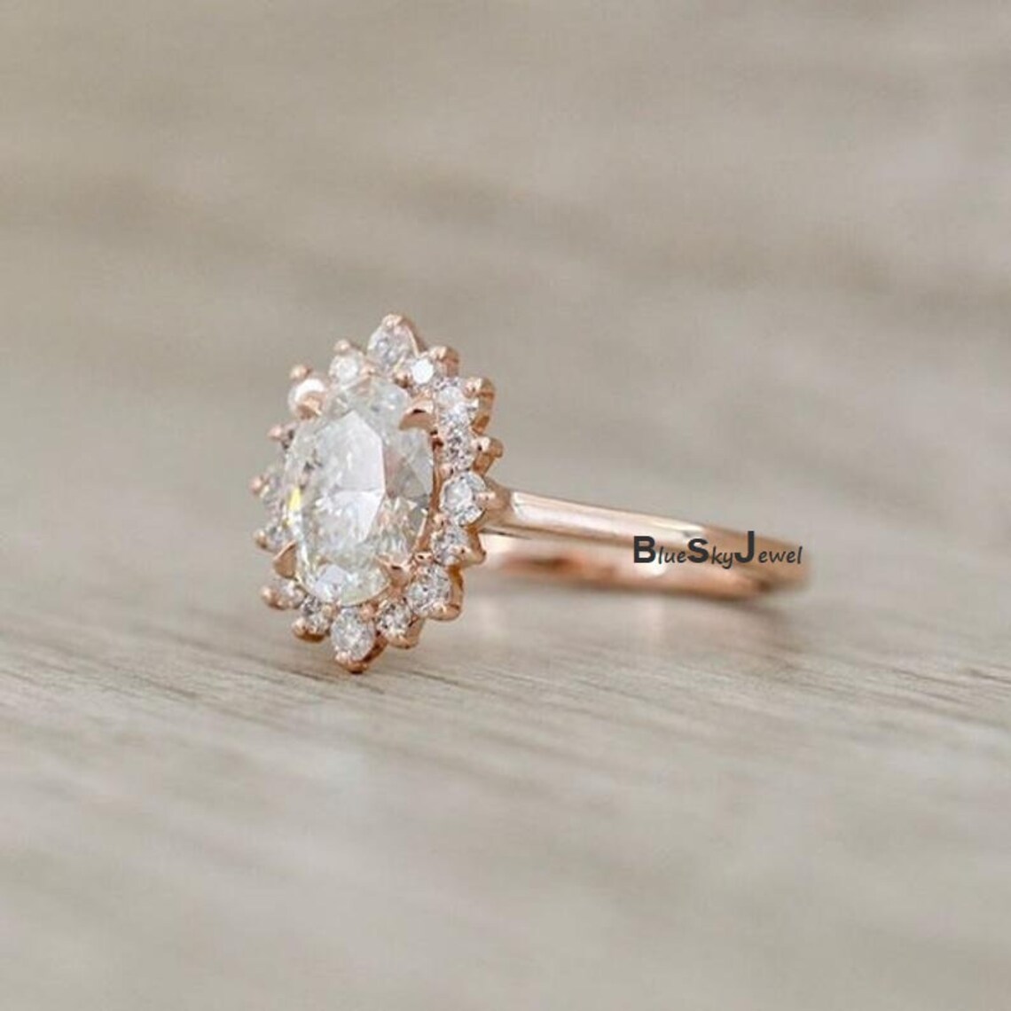 Classic Oval Engagement Ring Oval Cut Ring Oval Halo Ring | Etsy