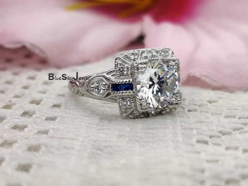 Art Deco Engagement Ring Round Cut Promise Ring Purity | Etsy