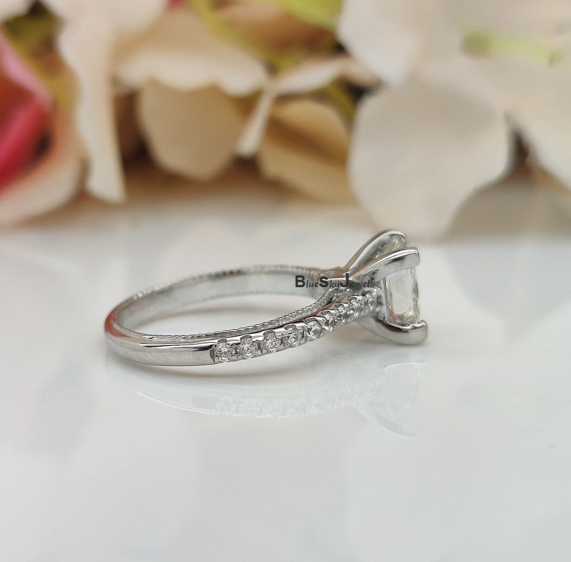 2.00 Ctw Thin Princess Cut Engagement Ring Princess Cut - Etsy