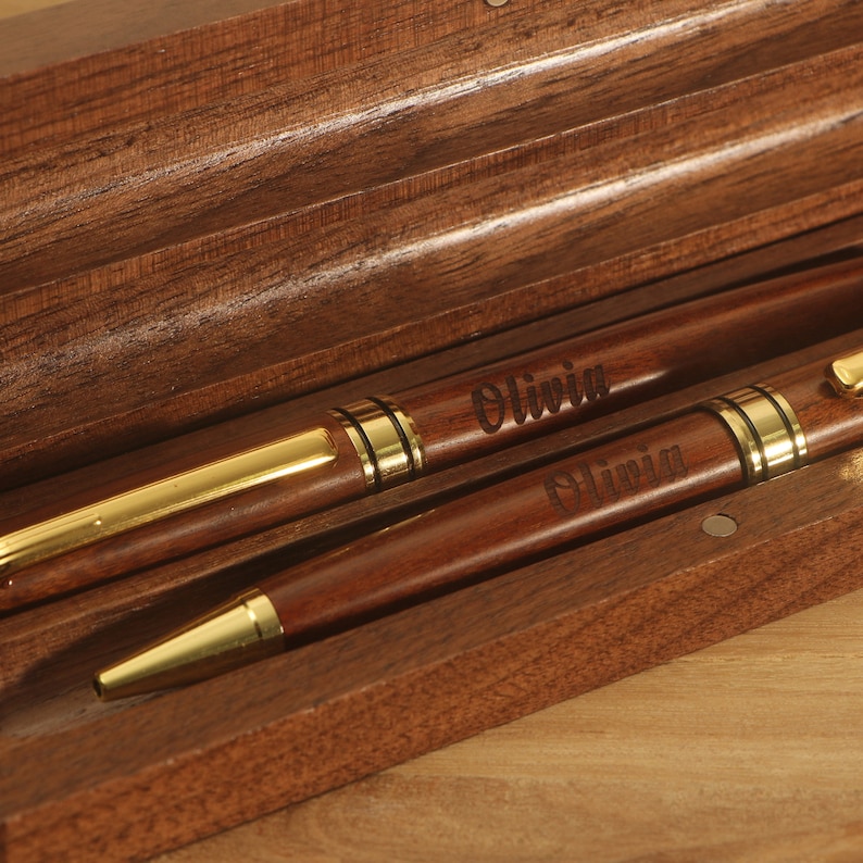 Personalized Wedding Pen, Engraved Wooden Pen, Walnut Pen With Box, Set ...