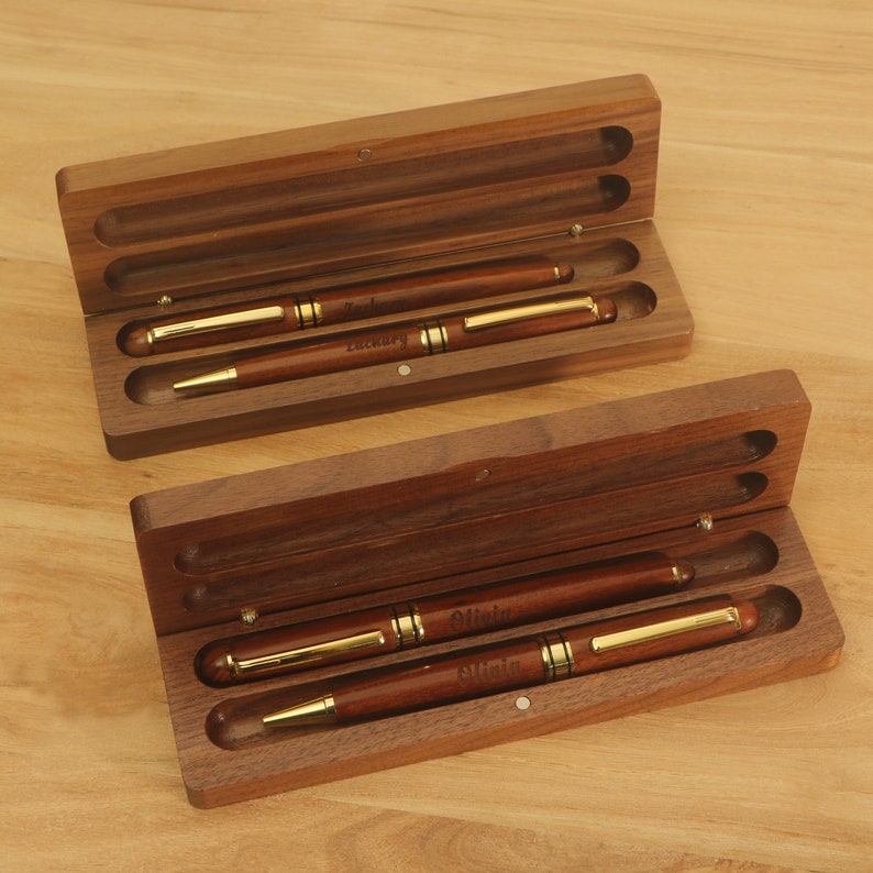 Personalized Wedding Pen, Engraved Wooden Pen, Walnut Pen With Box, Set ...