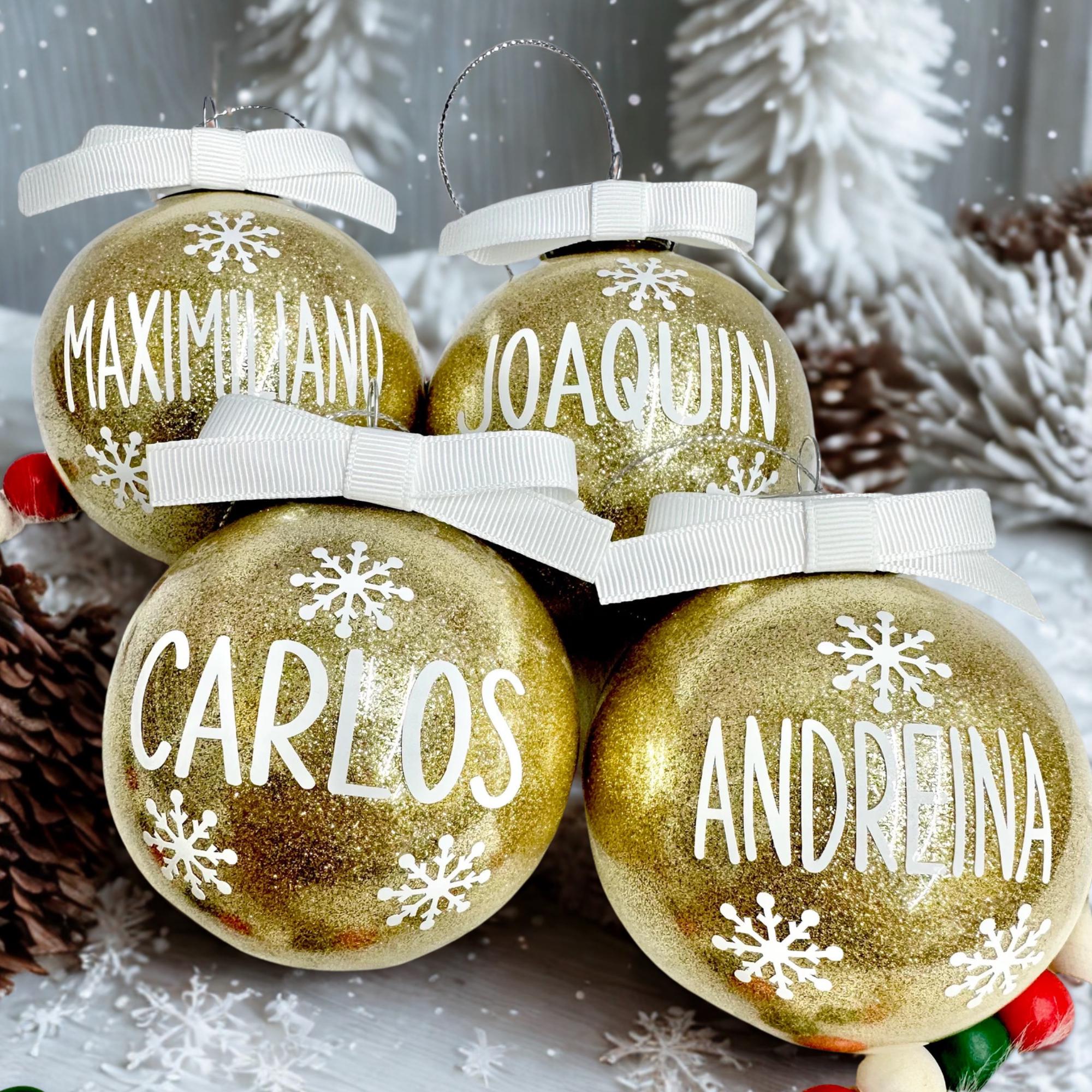 Personalized Glitter Christmas Ball Ornament With Snowflakes, Custom ...
