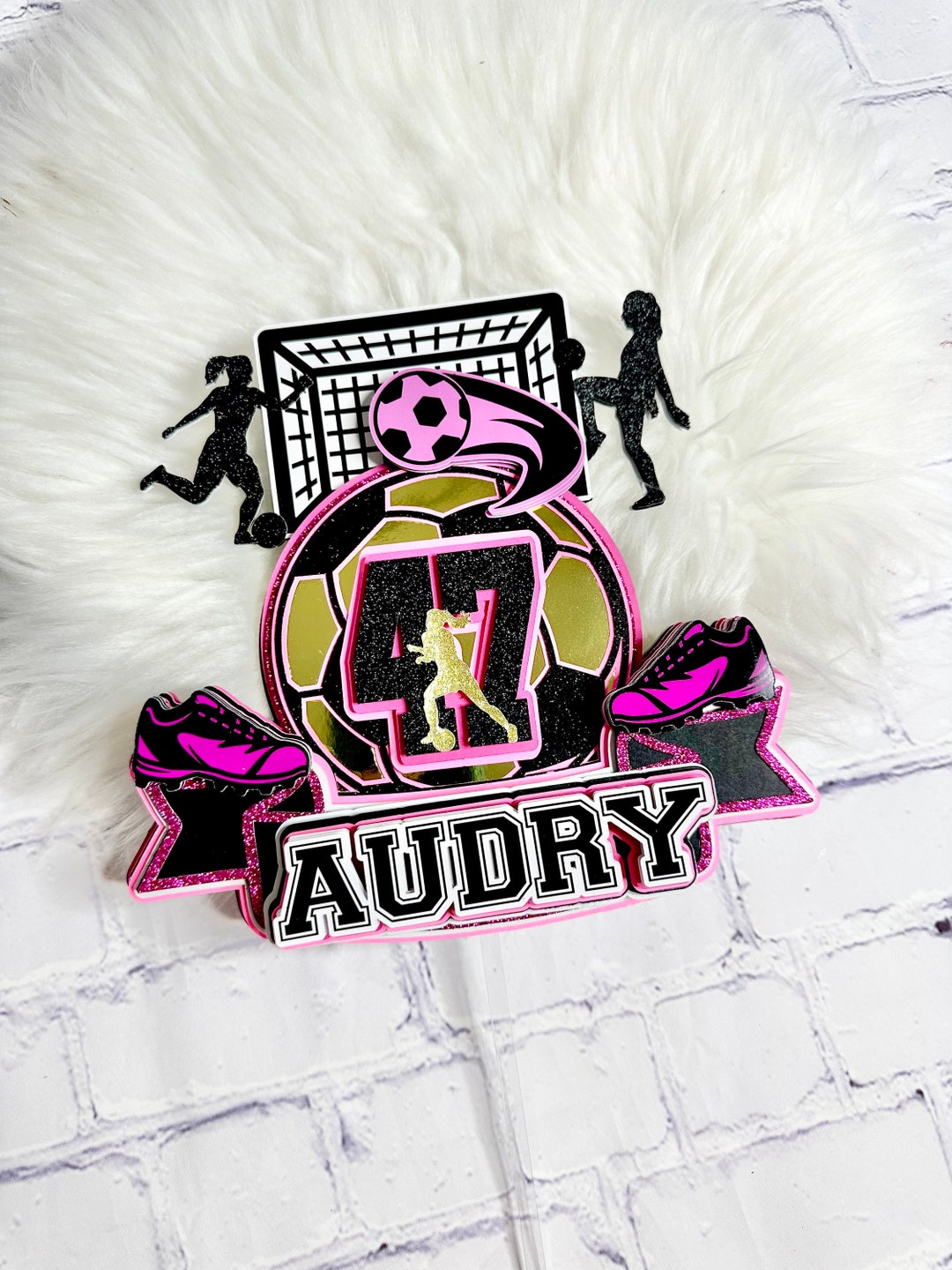 Personalized Soccer Girl Cake Topper: Glitter Birthday Party Decoration ...