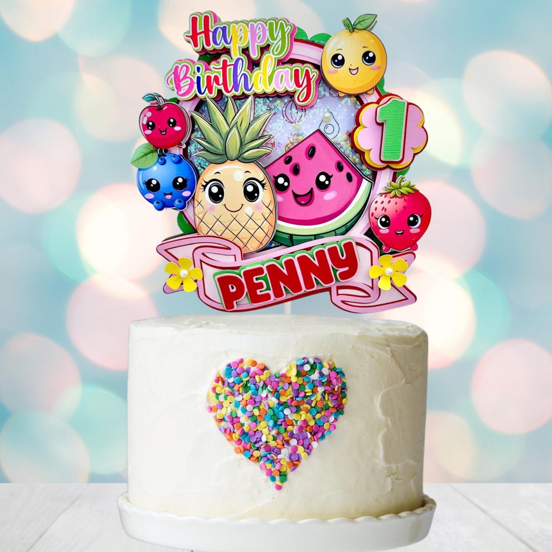 Personalized Fruits Cake Topper/fruits Birthday Cake Topper/kawaii ...