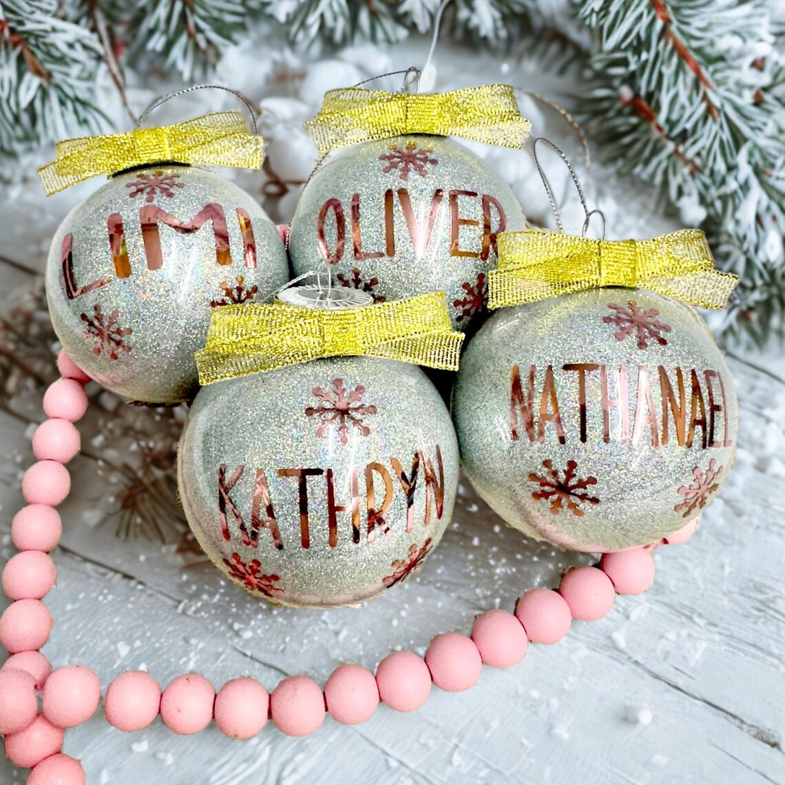 Personalized Glitter Christmas Ball Ornament With Snowflakes, Custom ...