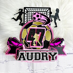 Personalized Soccer Girl Cake Topper: Glitter Birthday Party Decoration ...