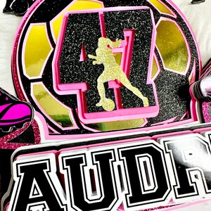 Personalized Soccer Girl Cake Topper: Glitter Birthday Party Decoration ...