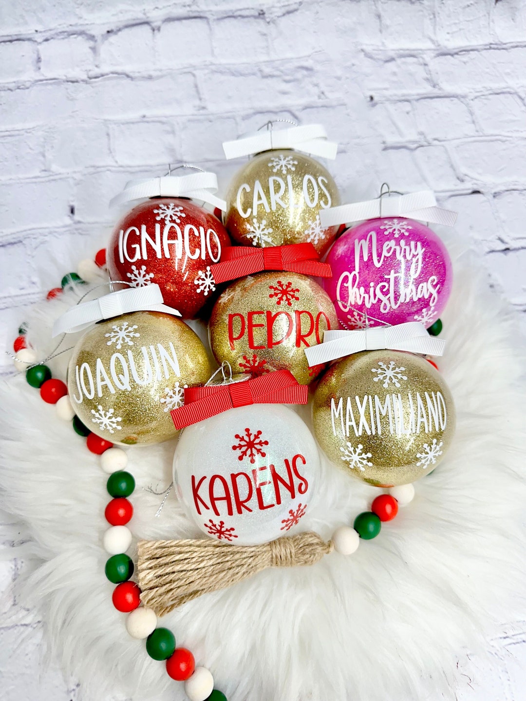 Personalized Glitter Christmas Ball Ornament With Snowflakes, Name ...