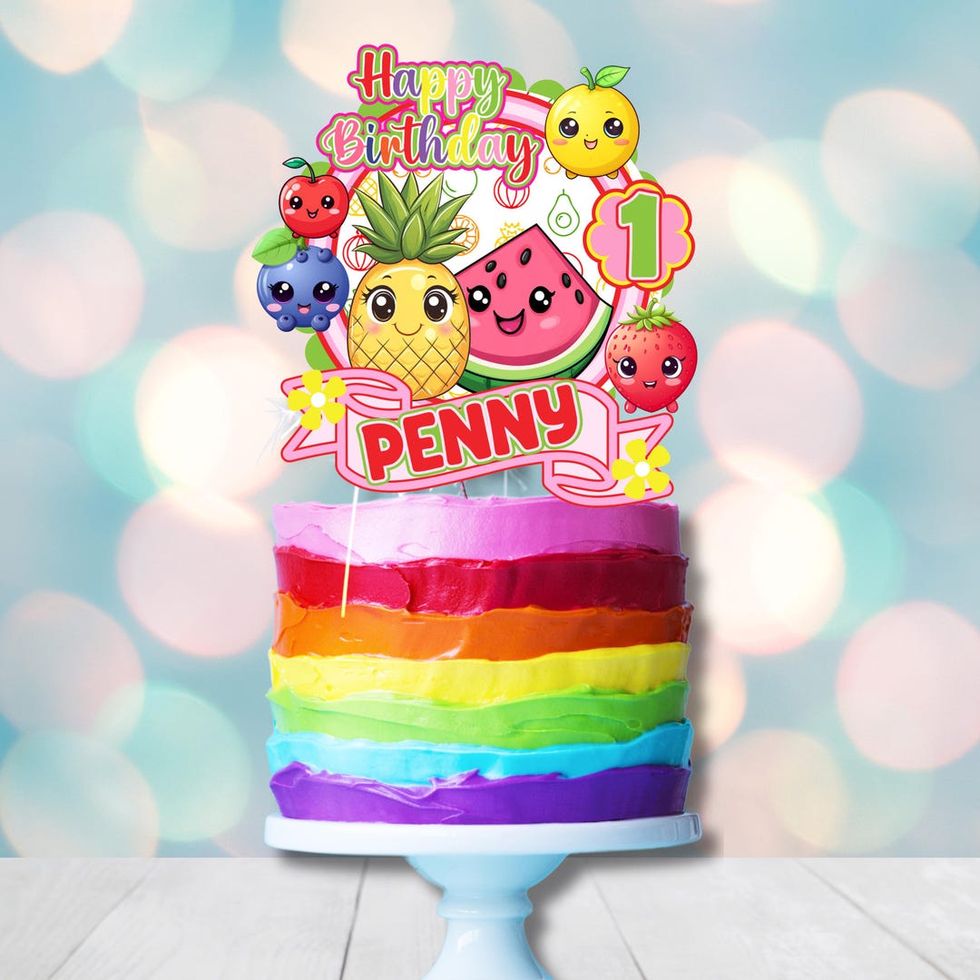 Personalized Fruits Cake Topper/fruits Birthday Cake Topper/kawaii ...
