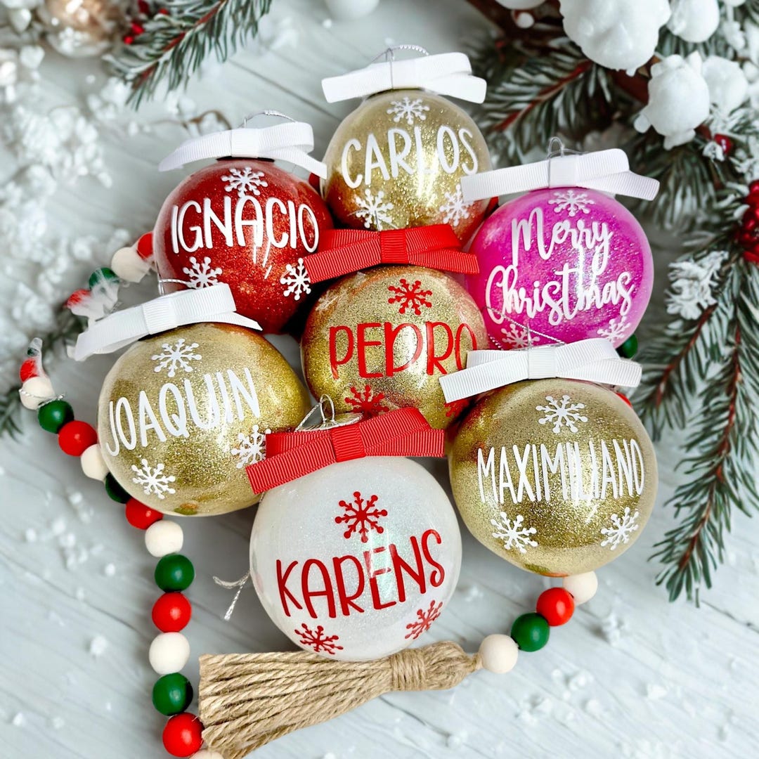 Personalized Glitter Christmas Ball Ornament With Snowflakes, Custom ...