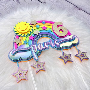 Personalized Rainbow Cake Topper, Rainbow Cake Topper, Rainbow Party ...