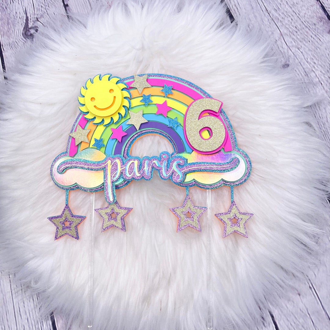 Personalized Rainbow Cake Topper, Rainbow Cake Topper, Rainbow Party ...