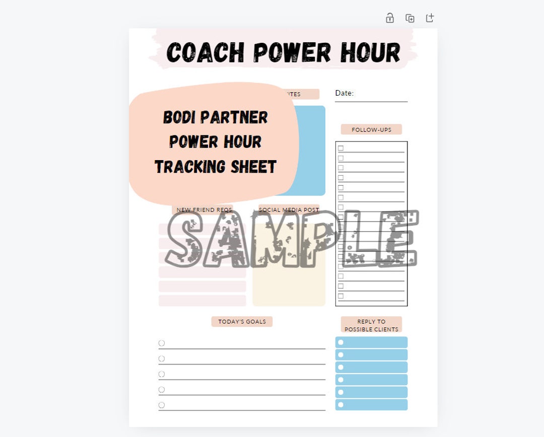 Bodi Partner Power Hour Tacking Sheet - Beachbody Coach - Etsy