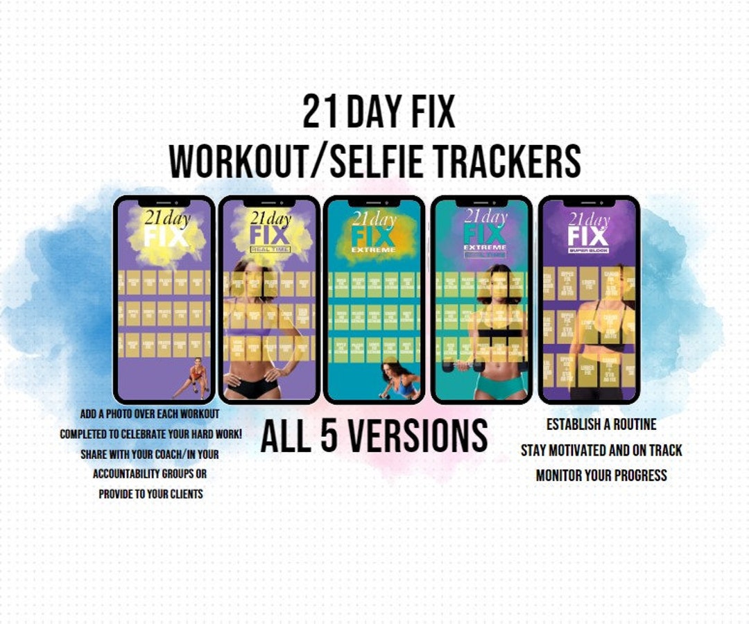 21 Day Fix Workout Trackers - Selfie Trackers - Bodi Tracker - Etsy