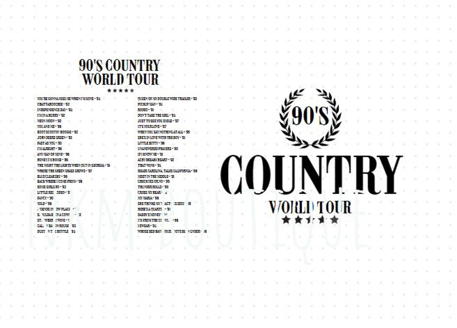 90s Country World Tour PNG - 2 Designs - Classic Country - Etsy