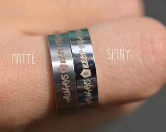 Always Keep Fighting Stainless Steel Edge Ring Hand Stamped ...