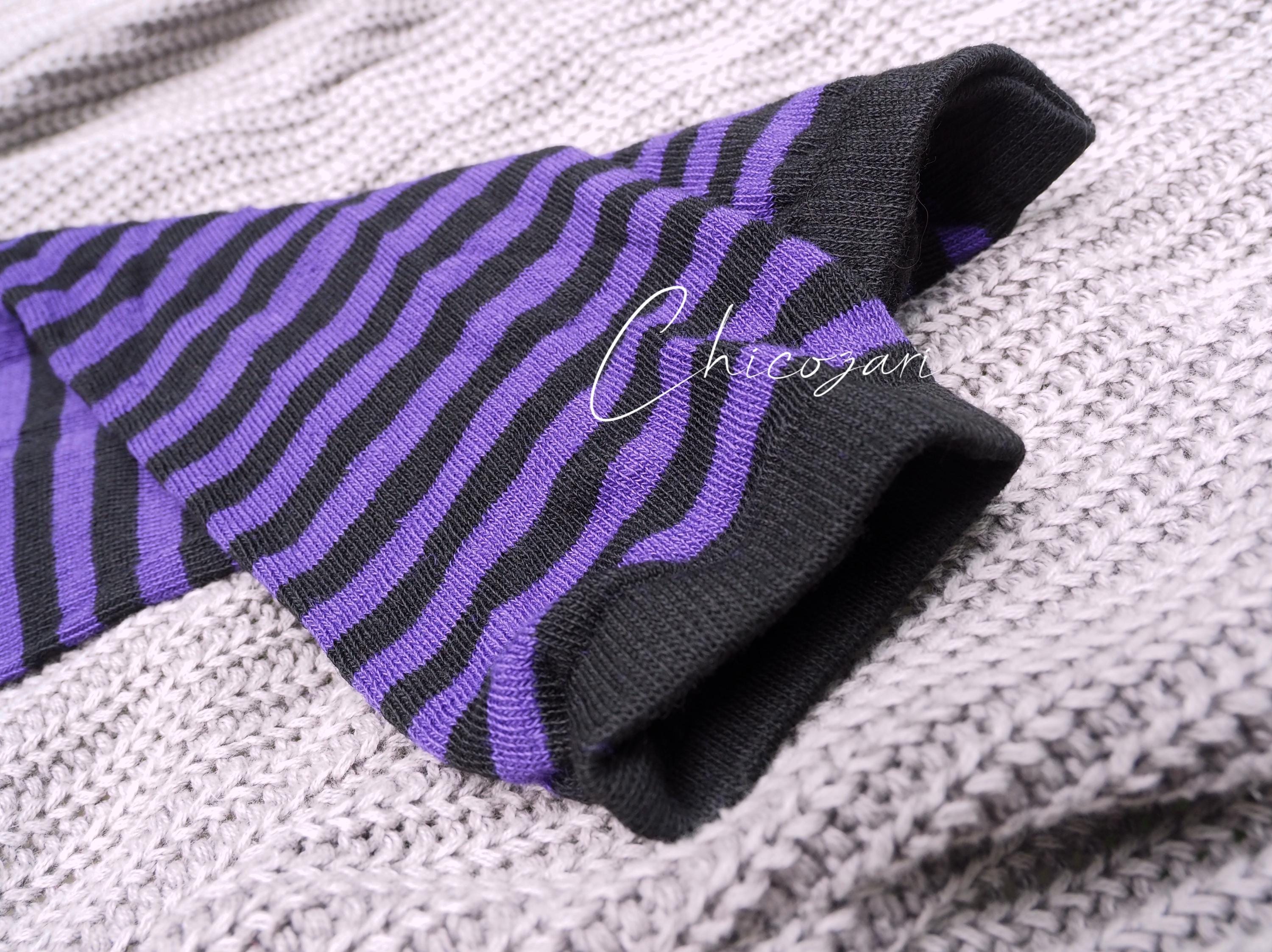 Striped Purple Black Arm Warmers Fingerless With Thumbhole Halloween ...