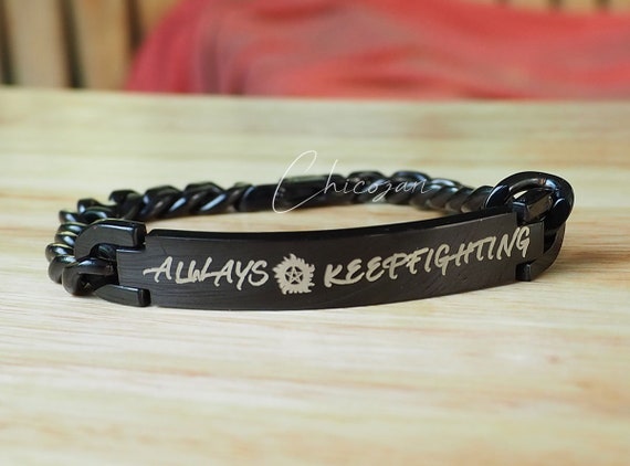 Always Keep Fighting Stainless Steel Bracelet Cuff With | Etsy