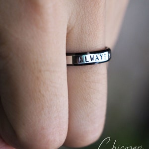 Always Keep Fighting Stainless Steel Edge Ring Hand Stamped ...