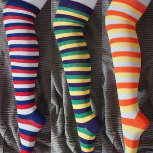 65cm Gray and Black Striped Socks Cotton Over the Knee Socks Halloween ...