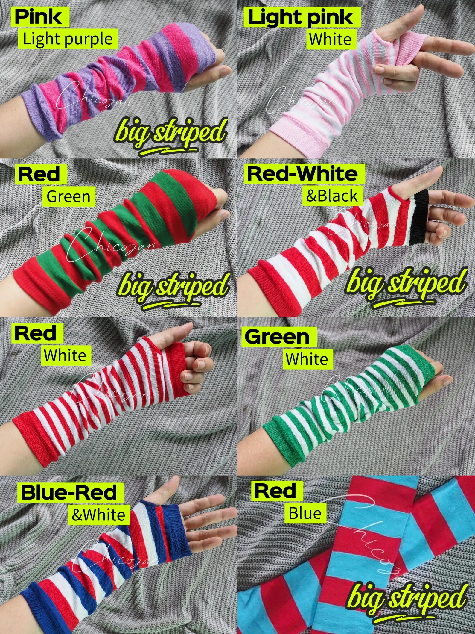Striped Purple Black Arm Warmers Fingerless With Thumbhole Halloween ...