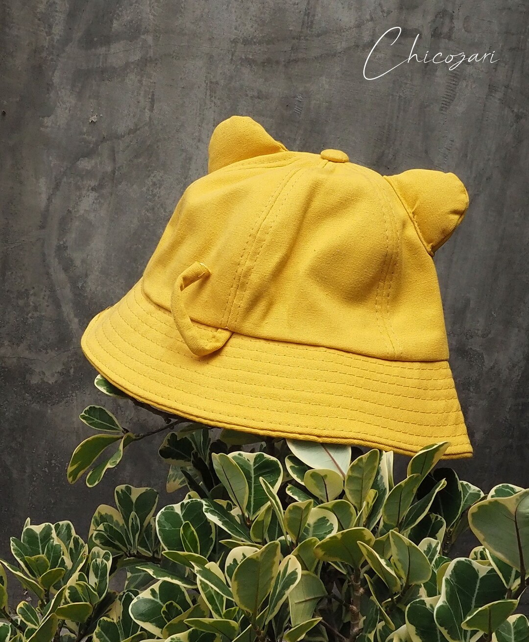 Yellow Round Bucket Hat With Cat Round Ears - Etsy