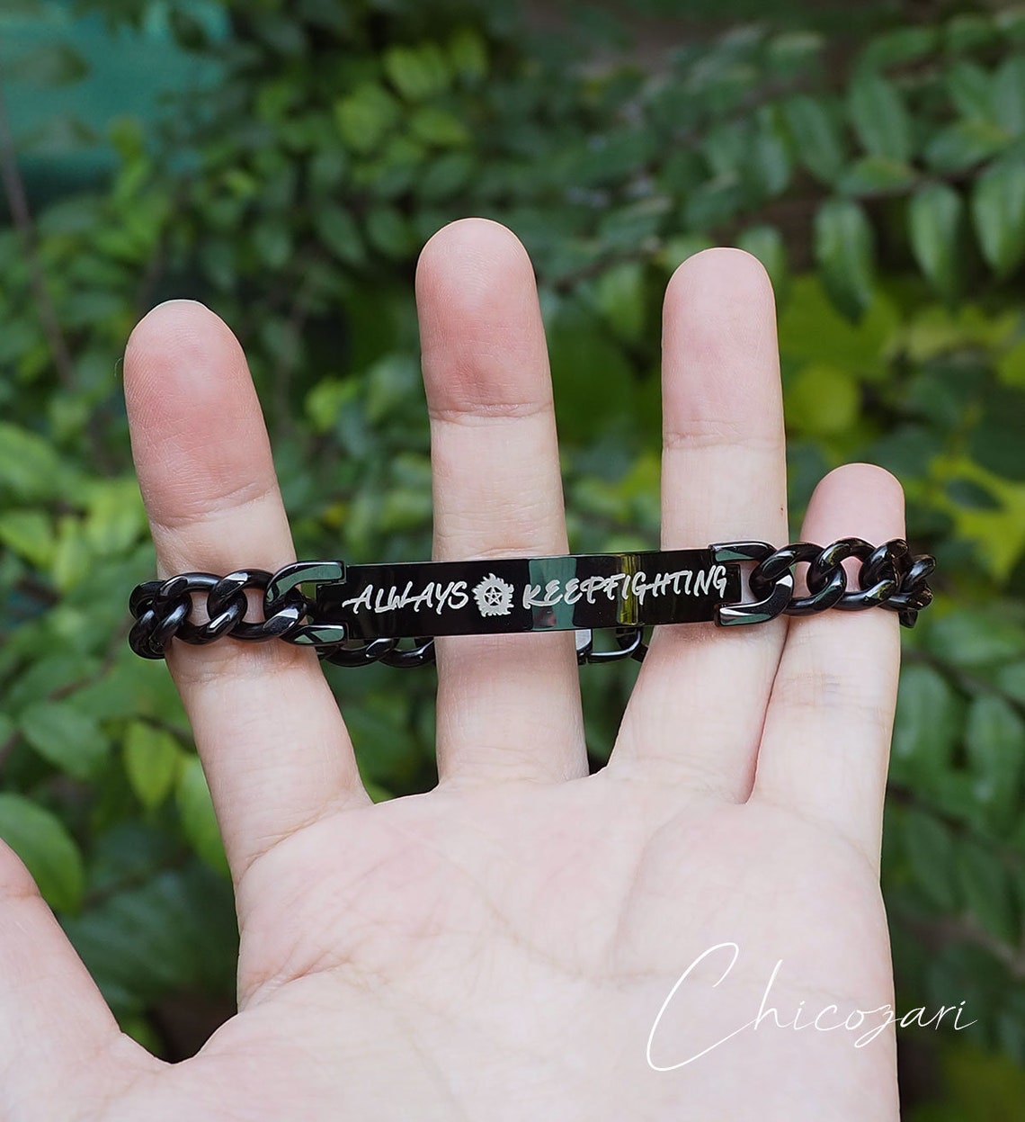 Always keep fighting stainless steel Bracelet Cuff with | Etsy