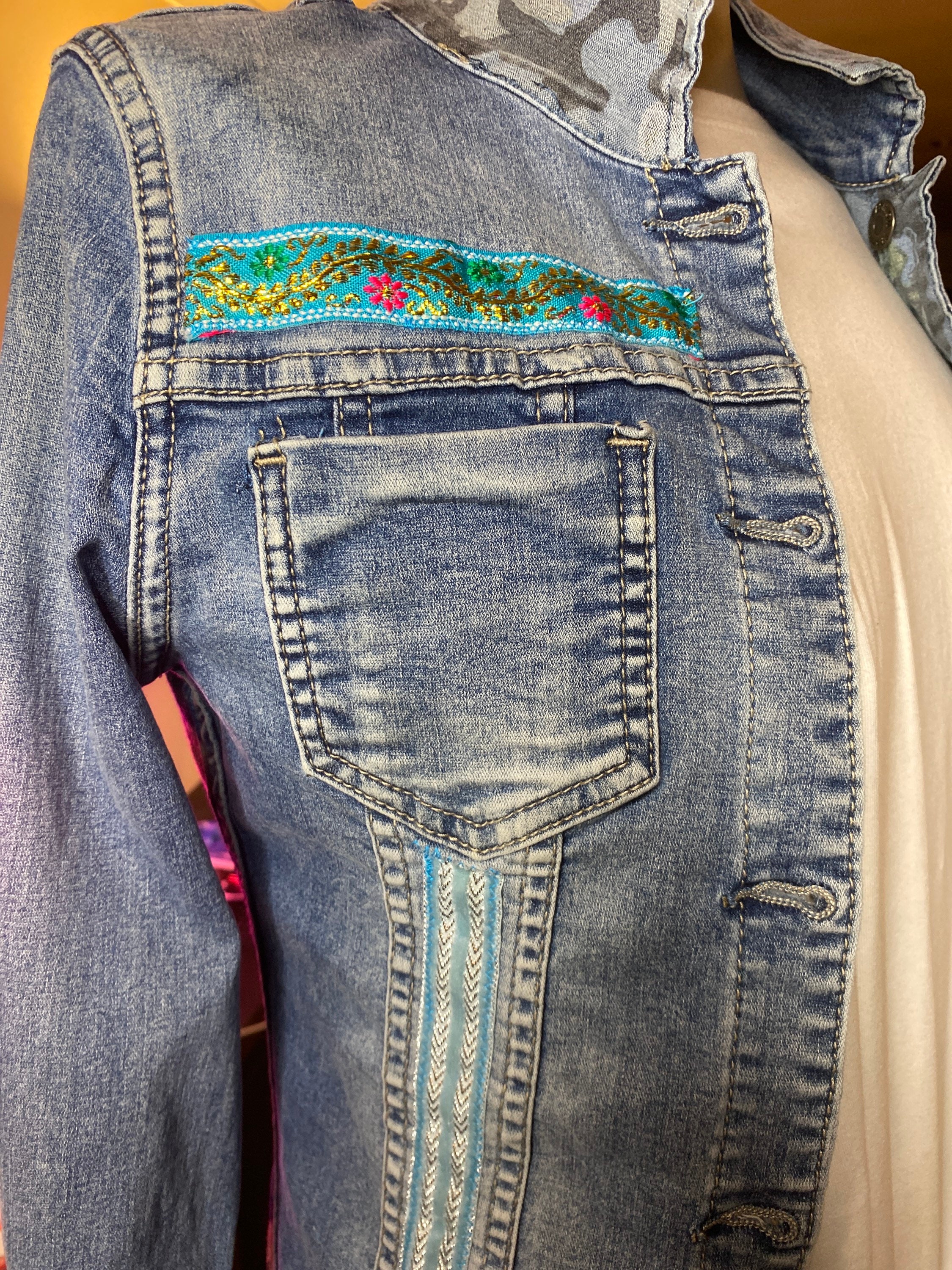 Boho Inspired Reworked Denim Jacket - Etsy
