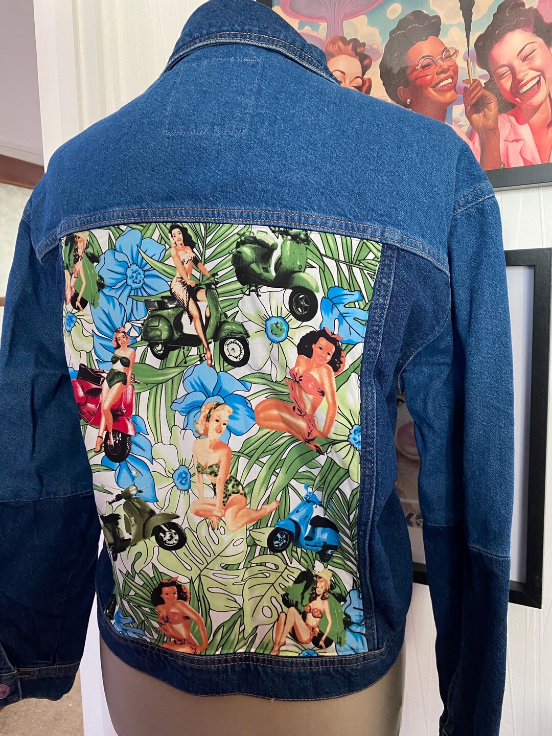 Reworked Pin up Two Tone Denim Jacket - Etsy