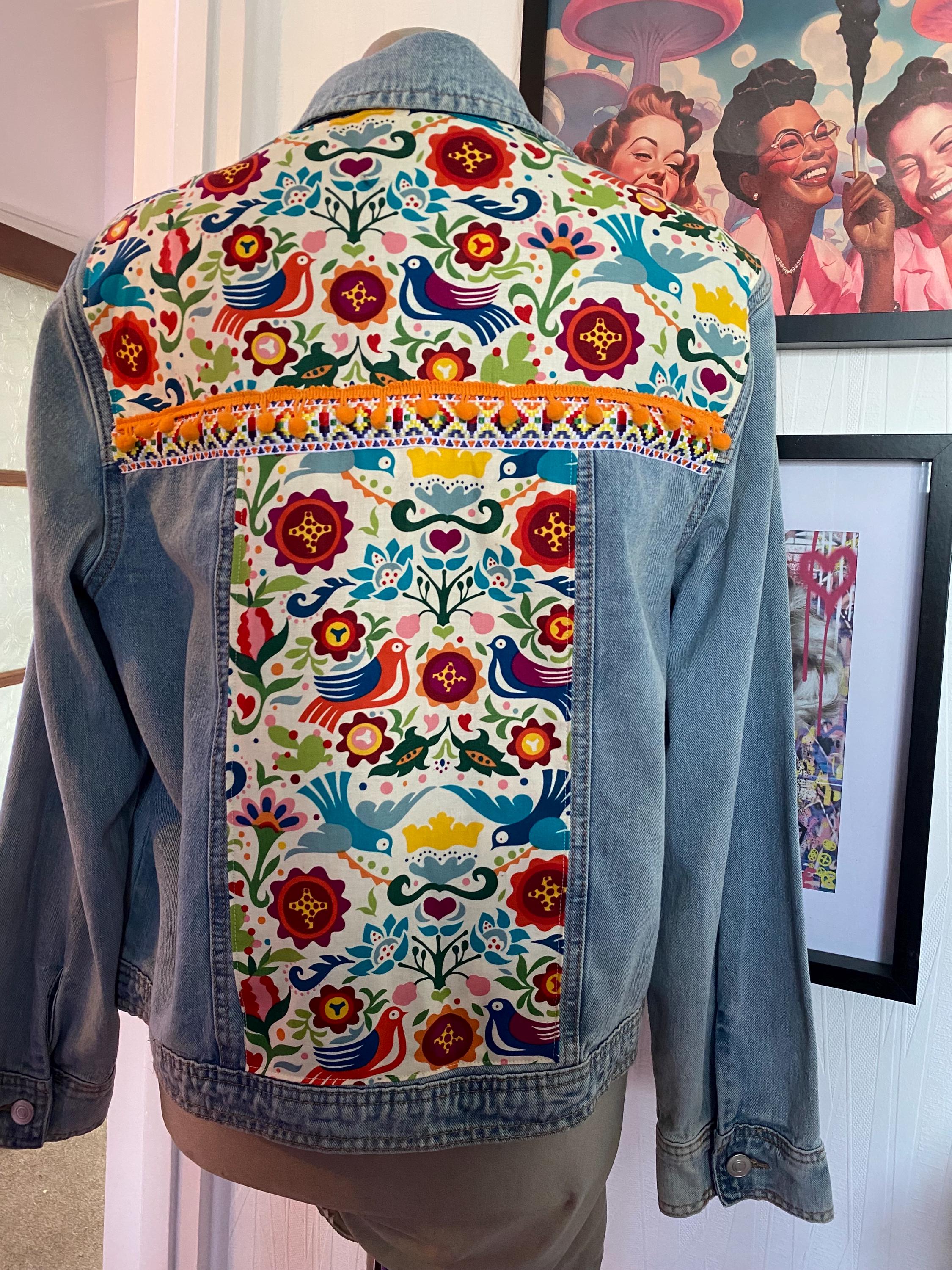 Mexican/frida Inspired Embellished Denim Jacket - Etsy