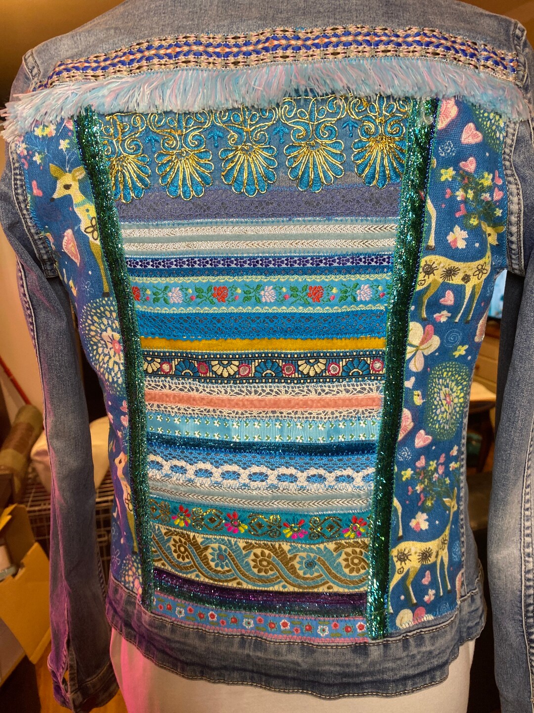 Boho Inspired Reworked Denim Jacket - Etsy