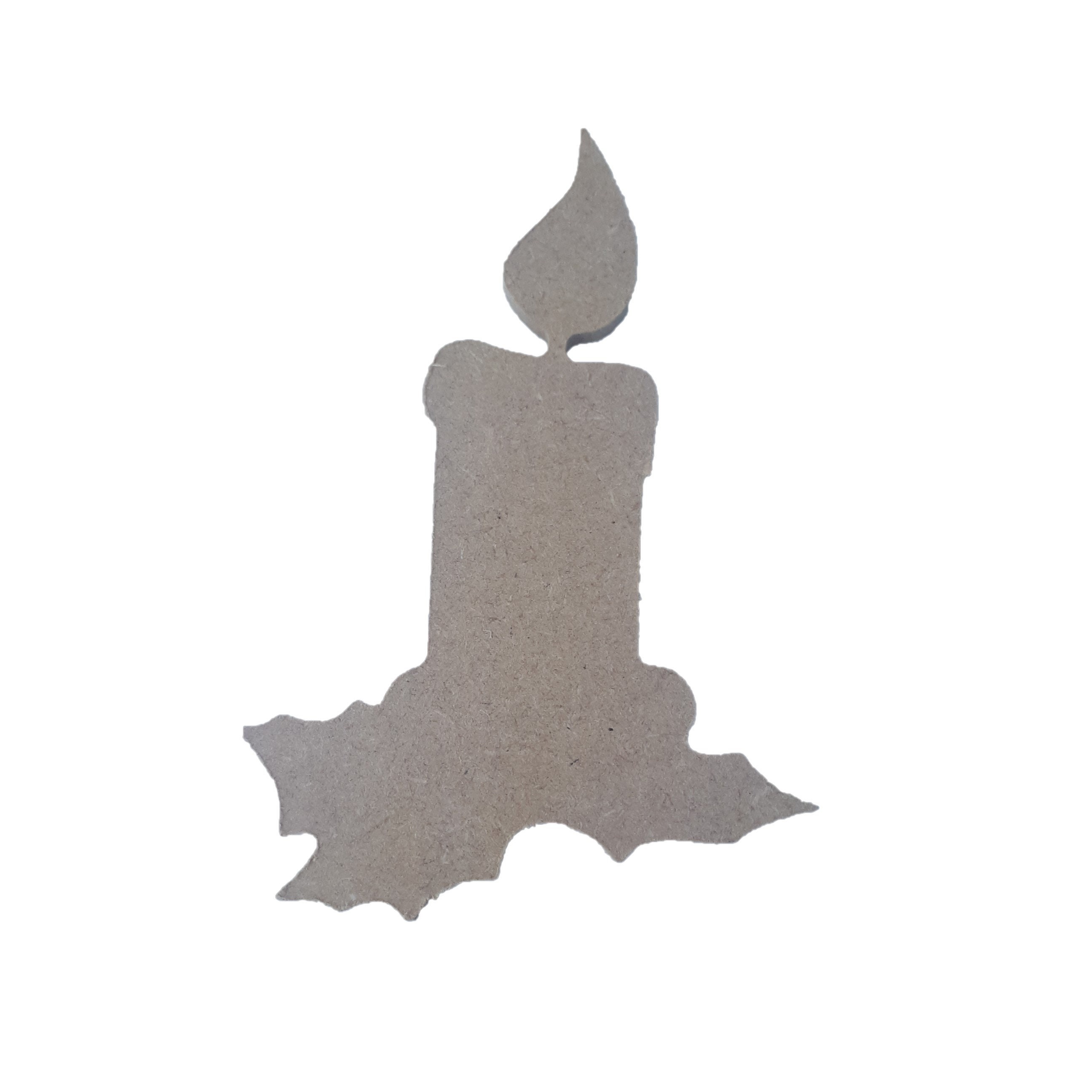 Candle and Holly Shape MDF Cutout Blanks Craft Shapes Craft Supplies ...