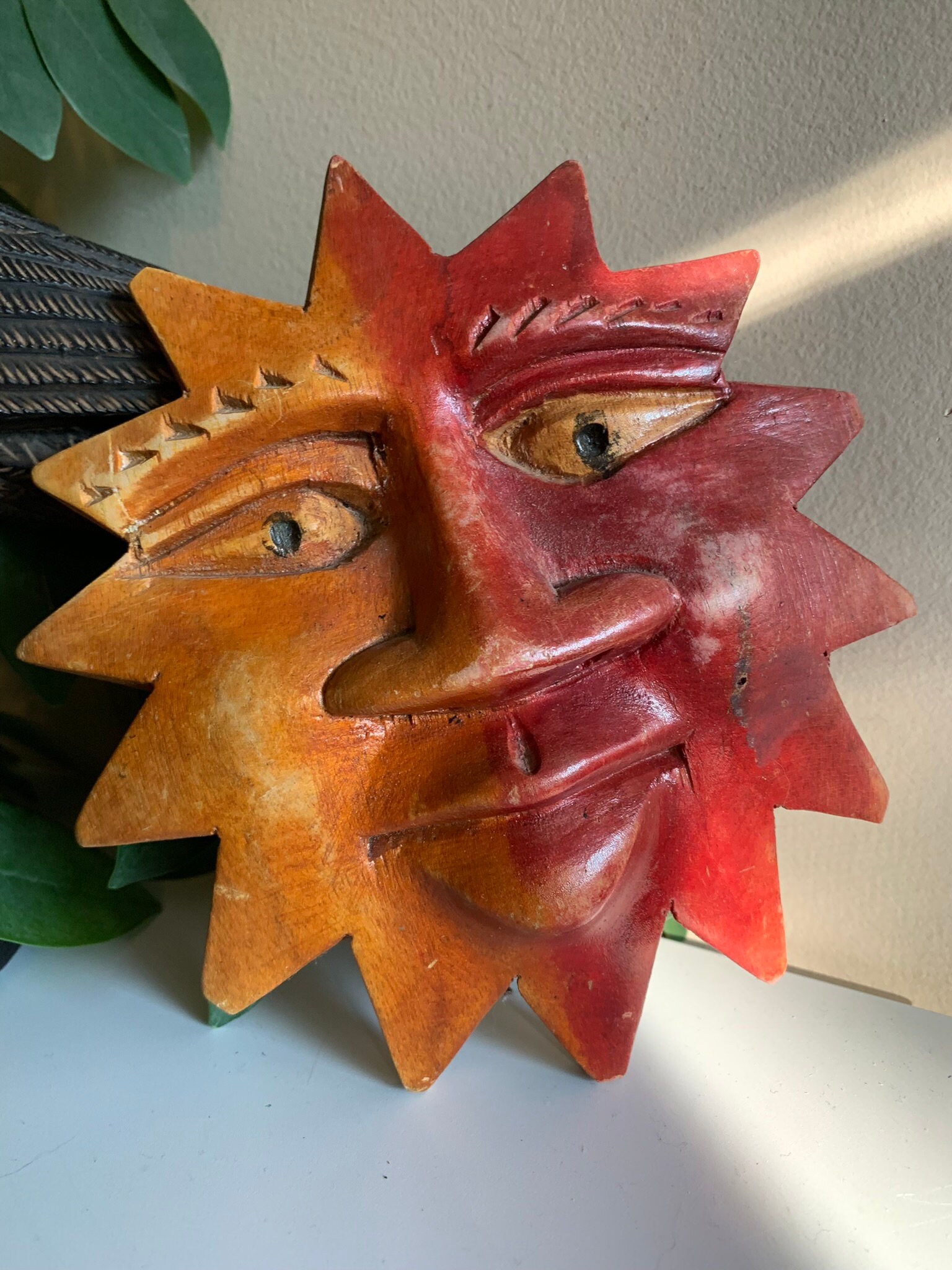 Vintage Carved Wooden Sun Face - Etsy