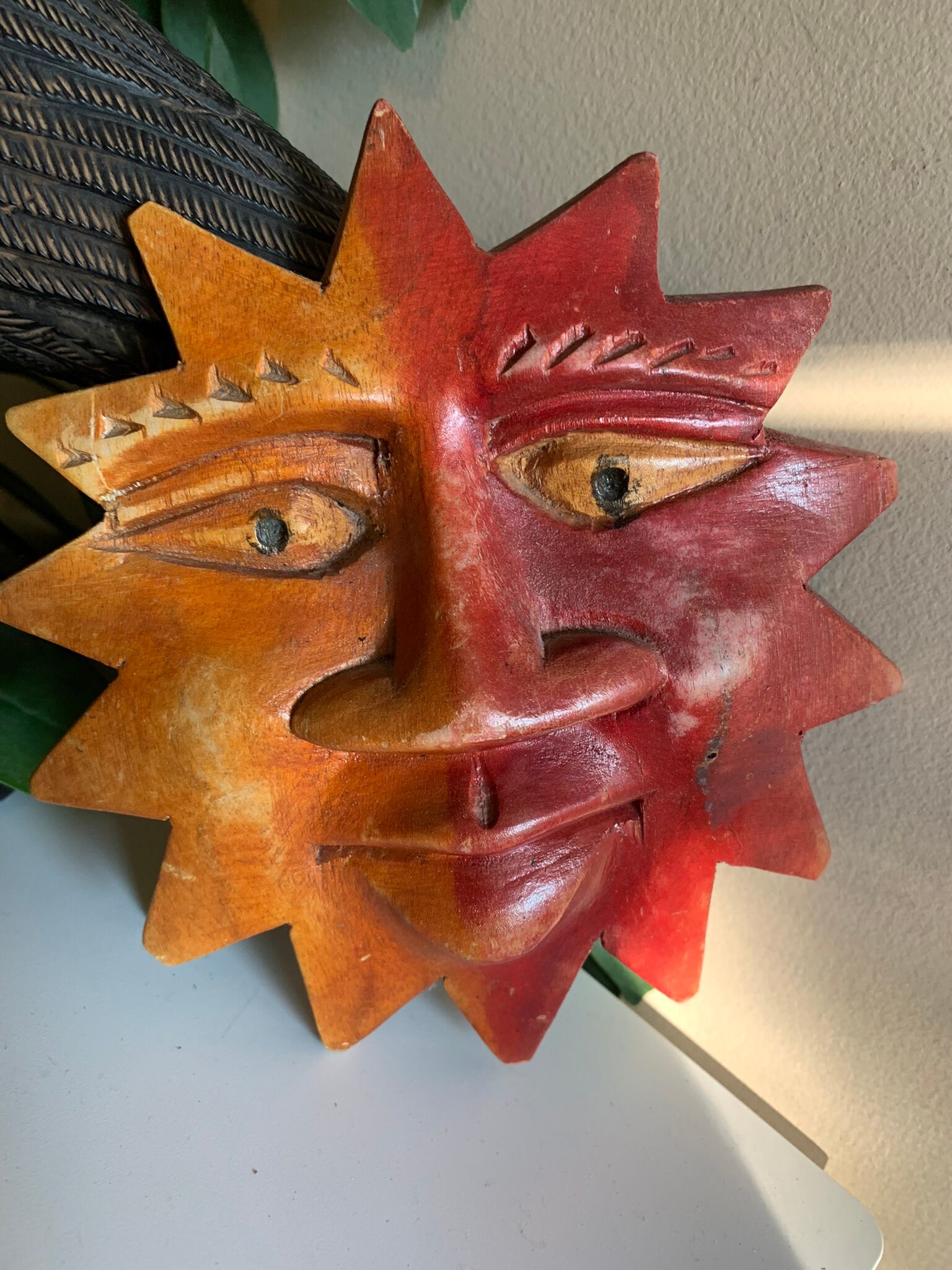Vintage Carved Wooden Sun Face - Etsy