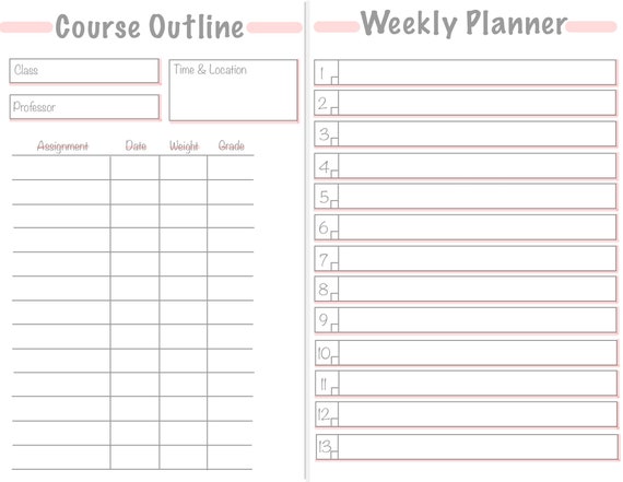Digital Planner Course Outline Printable PDF : | Etsy