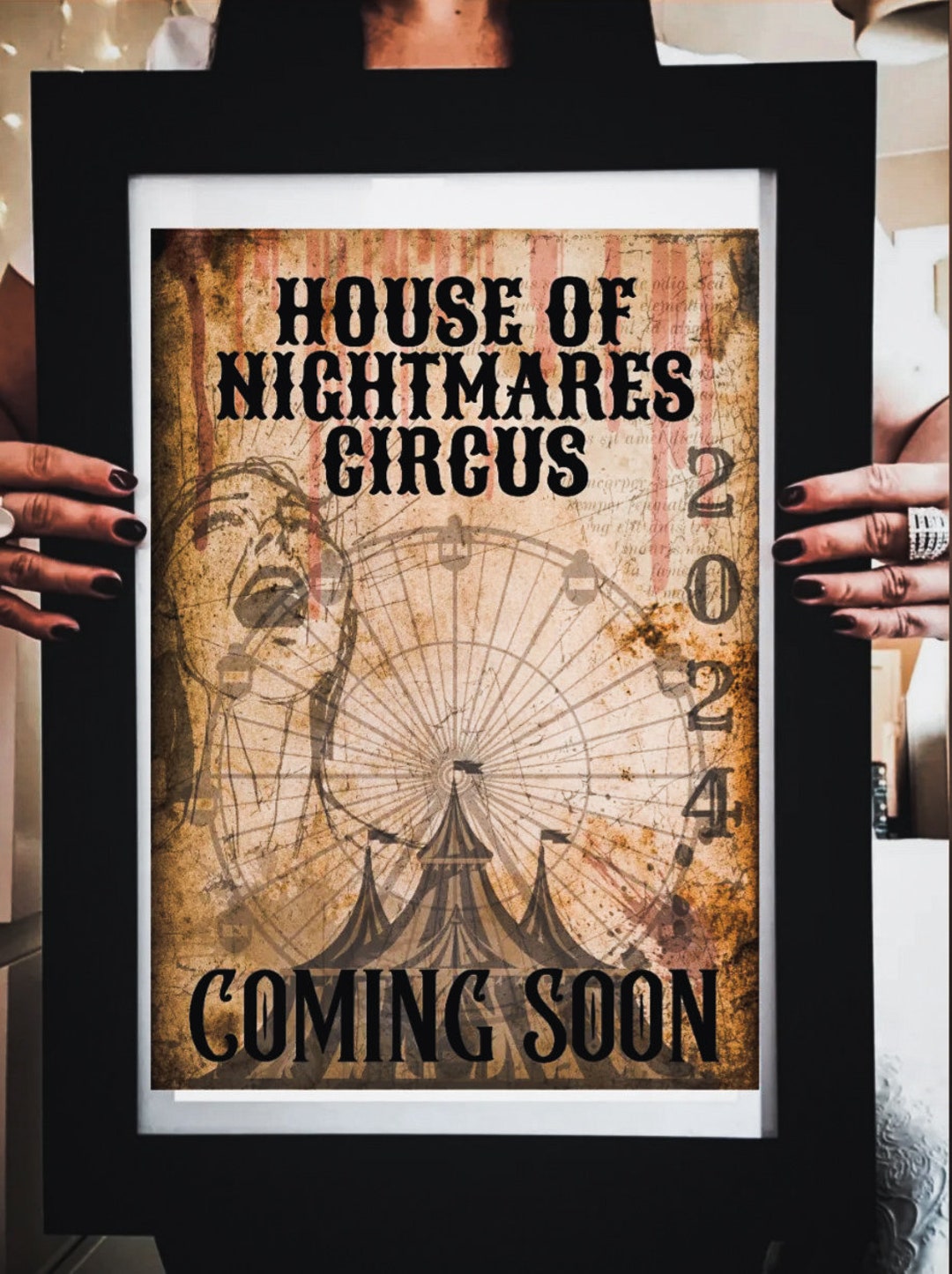 Gothic Circus Wall Art, Haunted Carnival Print, Vintage Horror Decor ...