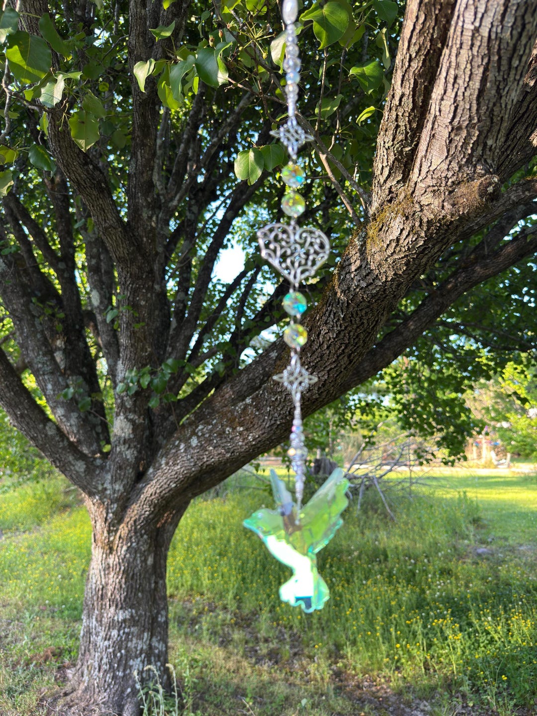 Hummingbird Crystal Suncatcher: Handmade Window Prism, Garden Decor - Etsy