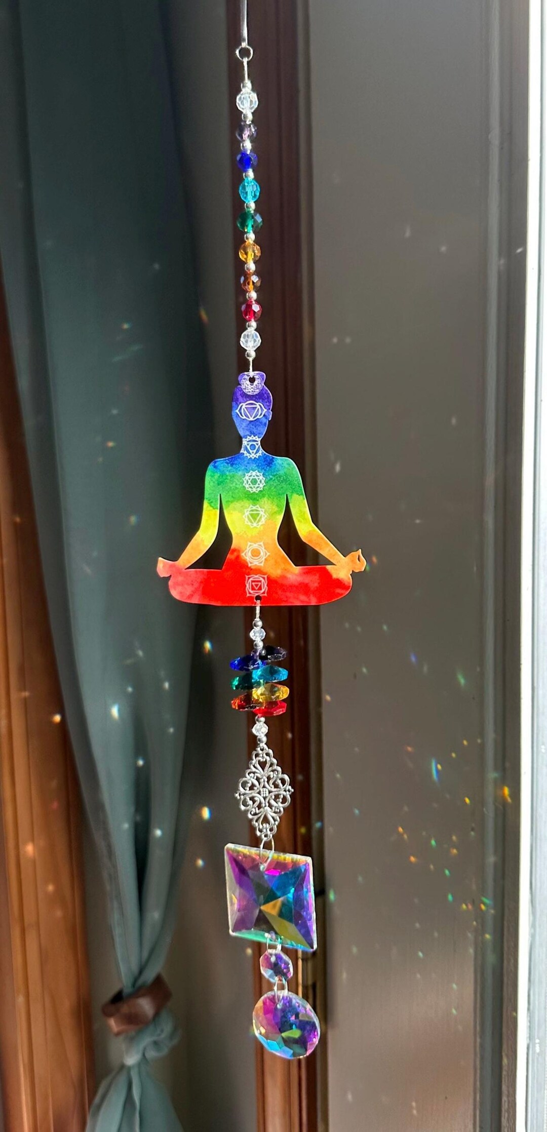 Chakra Crystal Sun Catcher, Suncatcher for Window, Yoga Studio Decor ...
