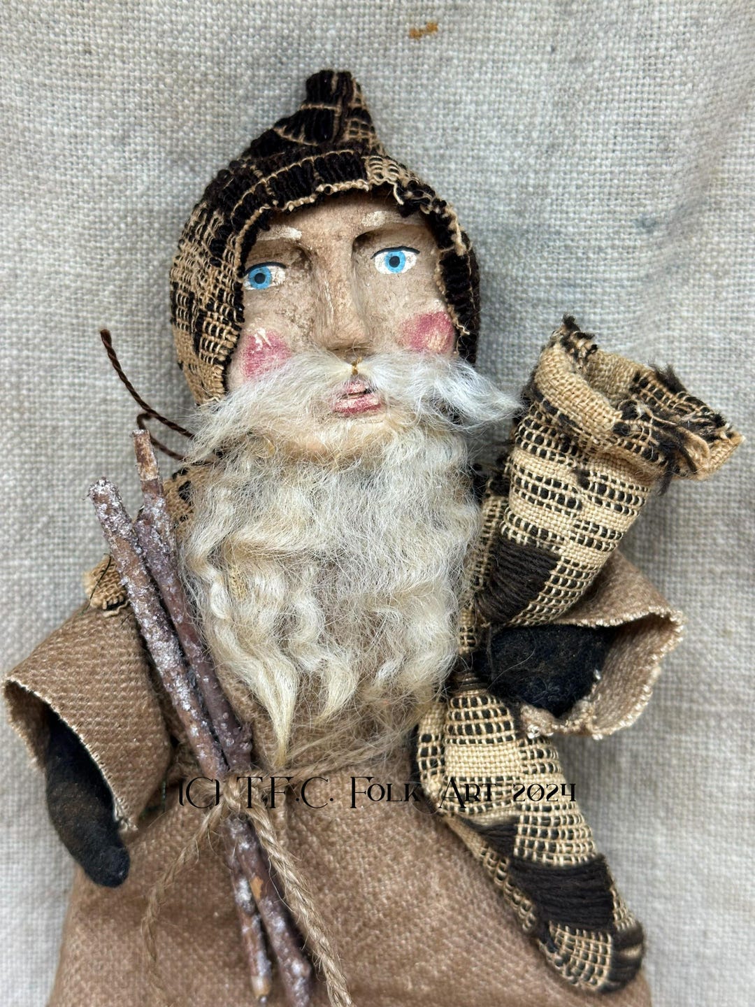 Primitive Clay Face Santa - Etsy
